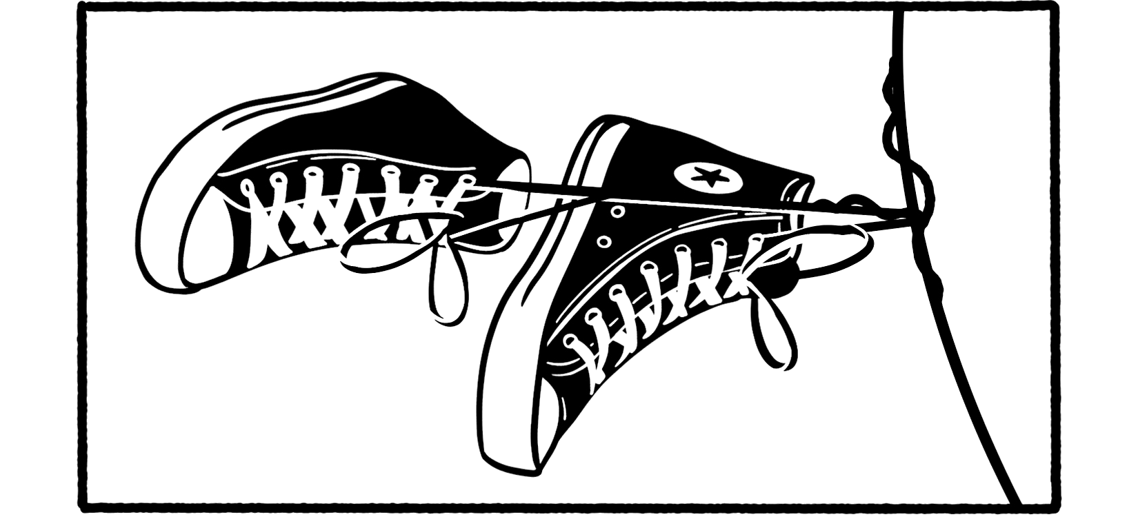 Hanging Converse Shoes Drawing