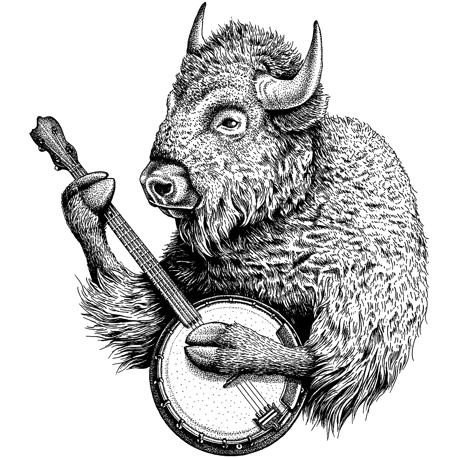 Banjo Bison Semi-Permanent Tattoo. Lasts 1-2 weeks. Painless and easy ...
