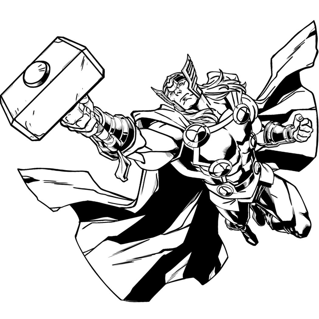 Thor Black And White Drawing