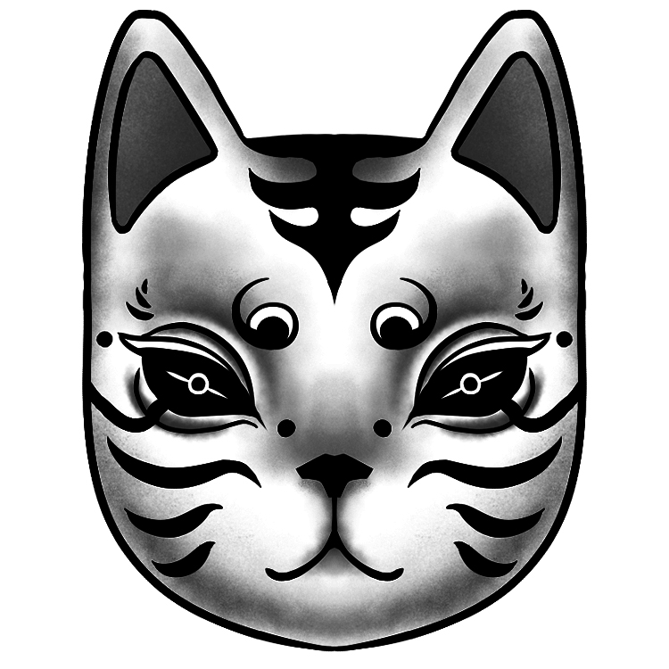 Kitsune Shadow Mask Semi-Permanent Tattoo. Lasts 1-2 weeks. Painless ...