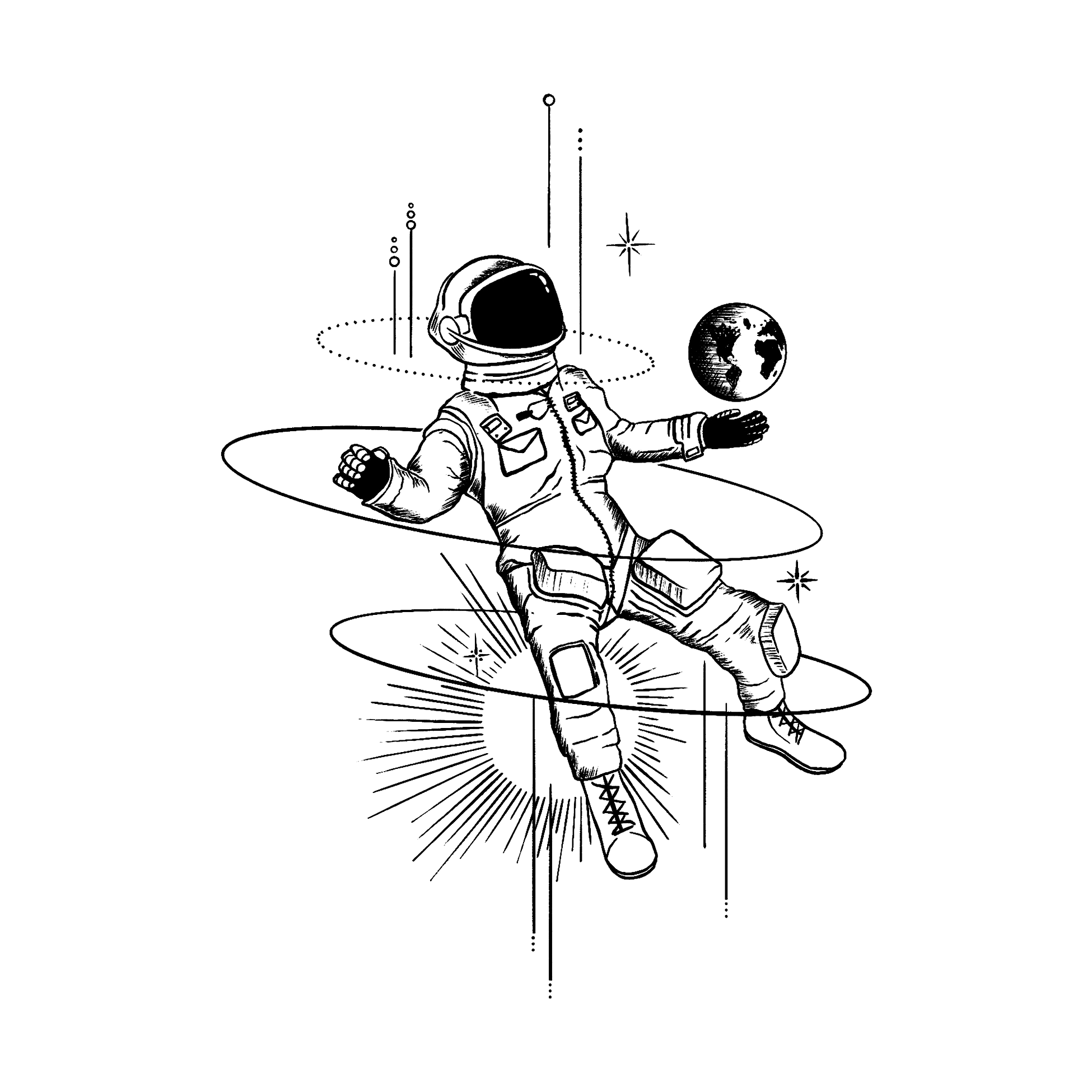 Astronaut Outline Tattoos
