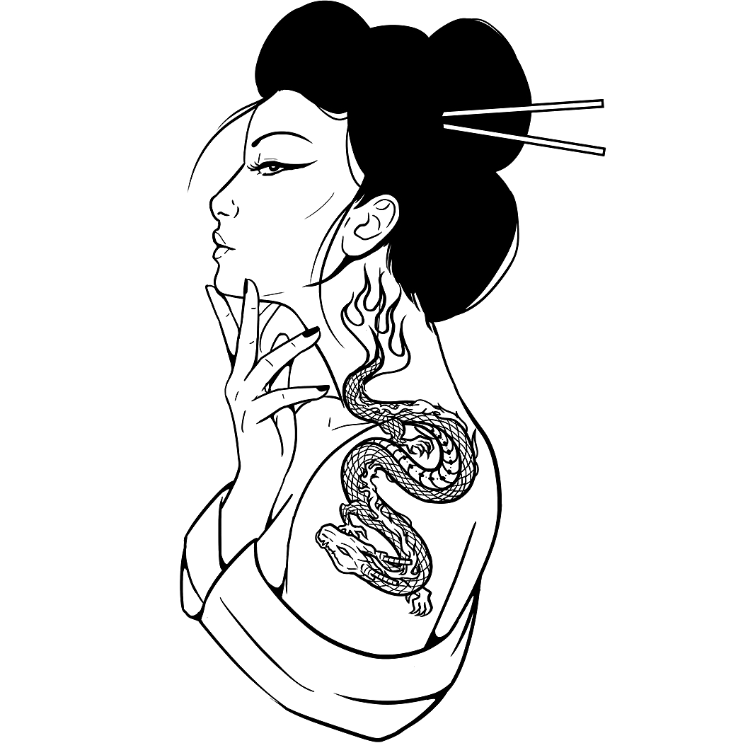 Simple Geisha Drawing